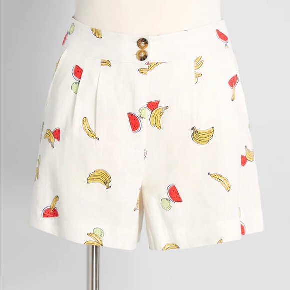 Modcloth | Shorts | Modcloth Womens Watermelon And Bananas Linen Shorts ...